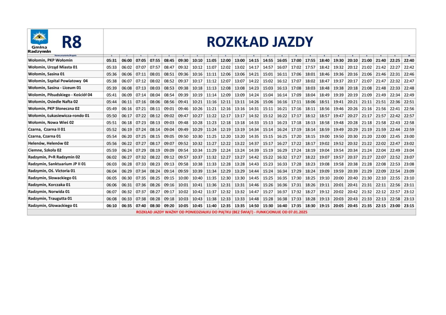 Radzymin - nowe rozkłady jazdy gminnej komunikacji od 7 stycznia 2025 ...